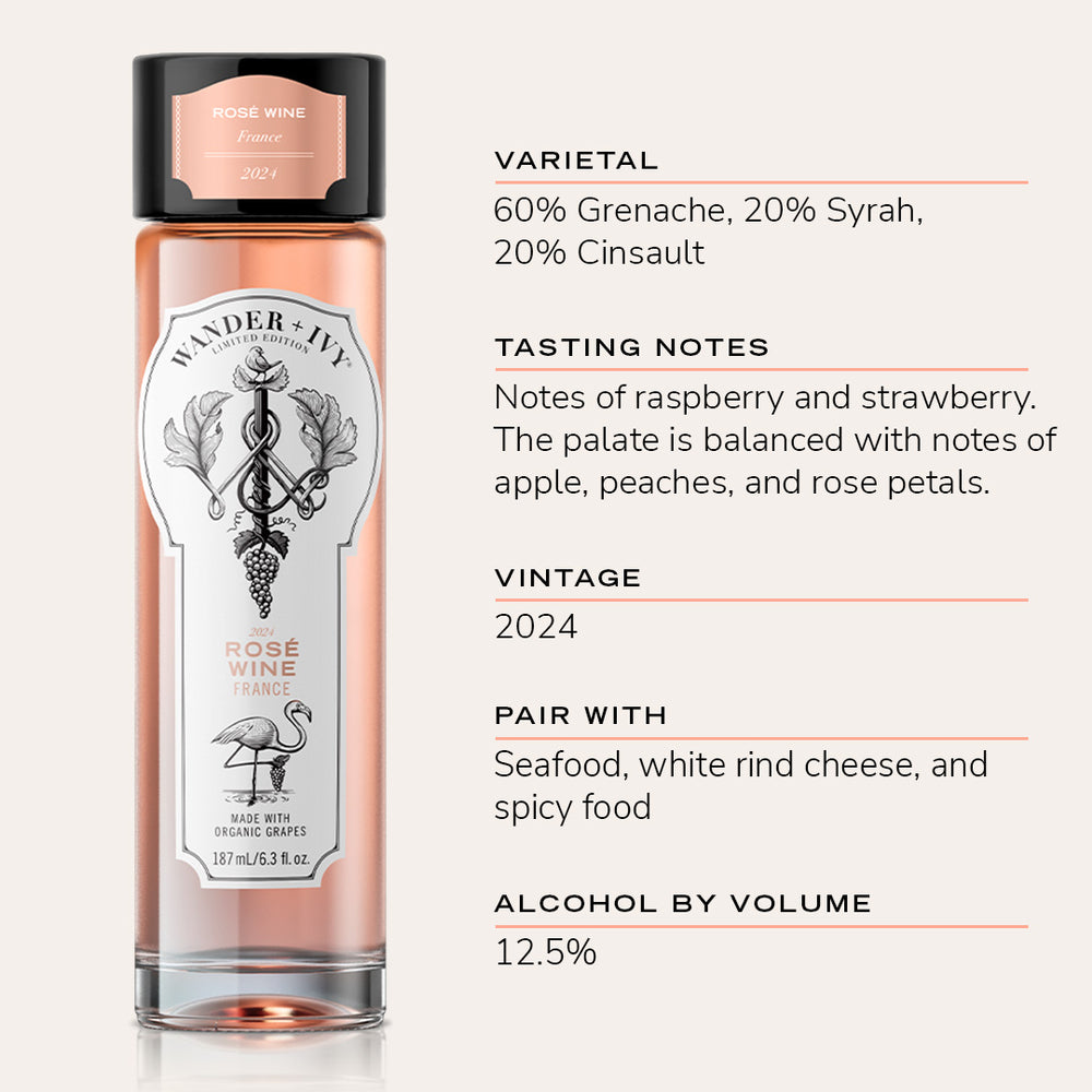 Rosé Mini Wine Bottles | Wander + Ivy Premium Wine